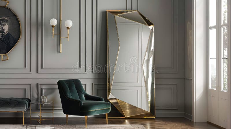 Geometric Full-Length Mirror for Contemporary Decor Stock Illustration ...