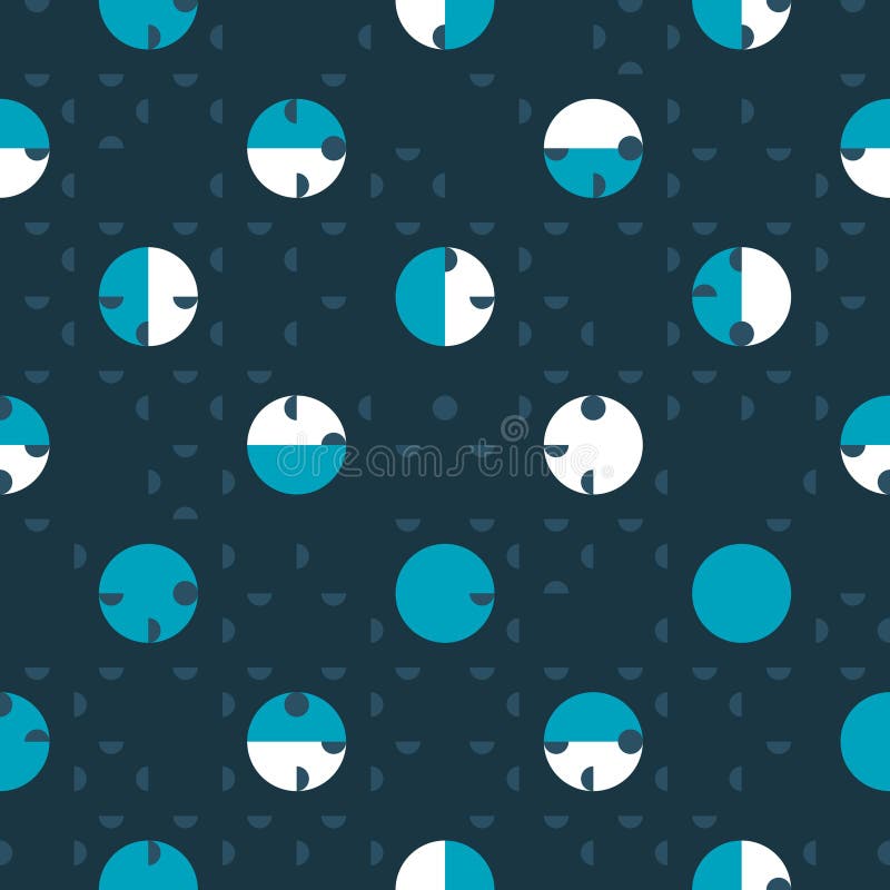 Full Moon/Half Moon Geometric Vector Seamless Pattern. Stock Vector ...