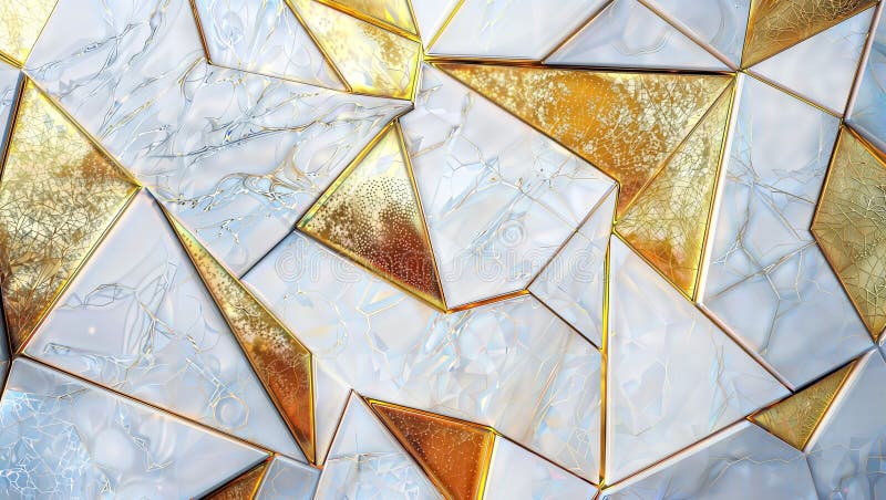 Geometric Composition with Gold and Marble Textures, Generative Ai ...