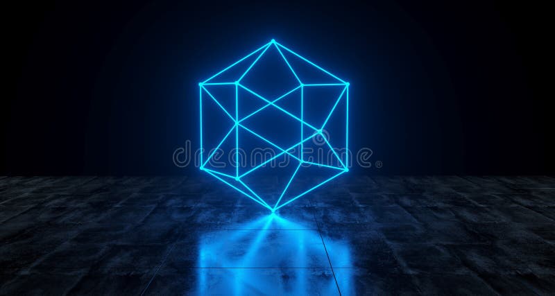Geometric Futuristic Sci-fi Neon Primitive Low Poly Sphere Light Stock ...
