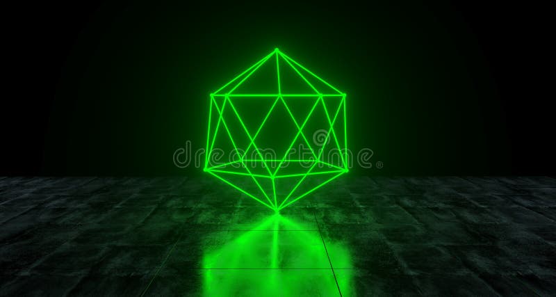 Geometric Futuristic Sci-fi Neon Primitive Low Poly Sphere Light Stock ...