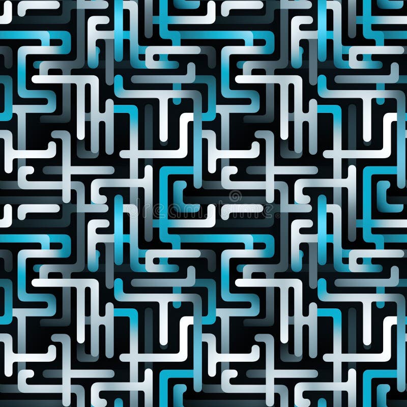 Geometric Futuristic Seamless Pattern with Lines on Background Stock ...