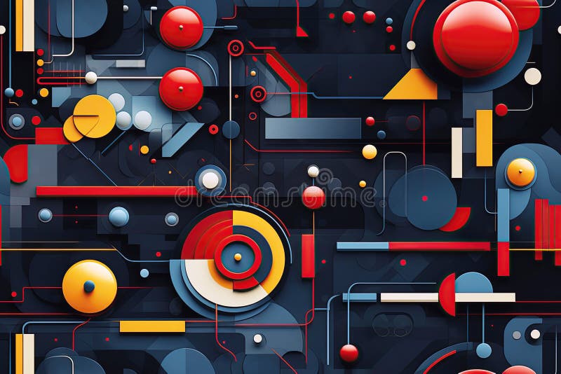 Geometric Futuristic Seamless Pattern with Round Multicolored Circles ...