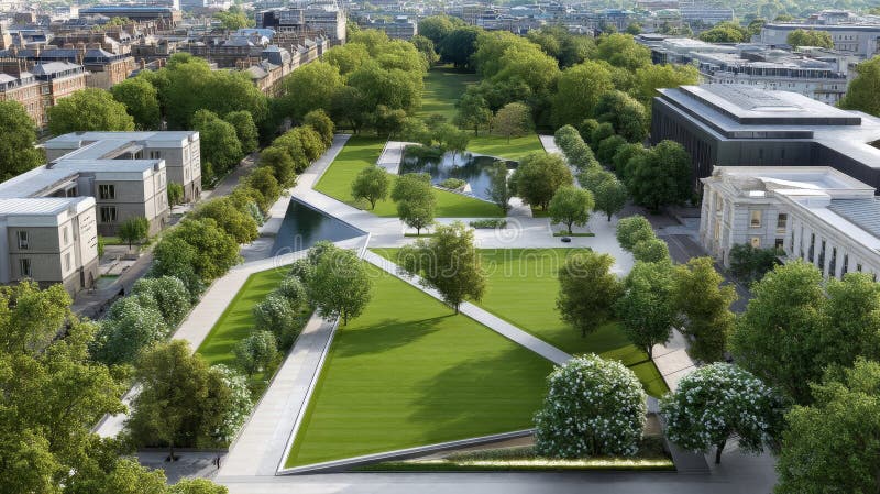 Aerial View Geometric Urban Park Lush Green Spaces Stock Photos - Free ...