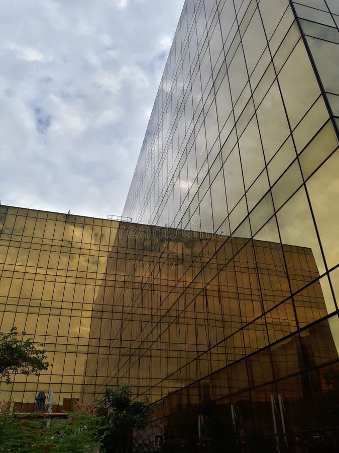 Geometric Glass Panels with Reflections Stock Image - Image of building ...