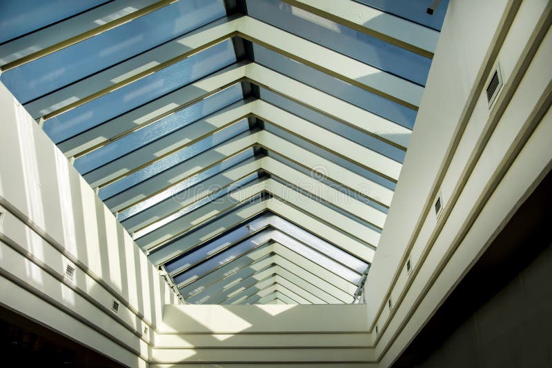 Geometric Glass Roof . Modern Interior Design Stock Photo - Image of ...