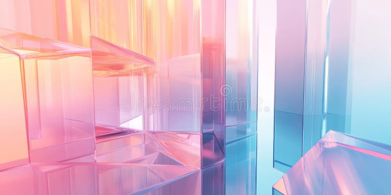 Geometric Glass Shapes. Abstract 3D Composition with Pastel Hues Stock ...