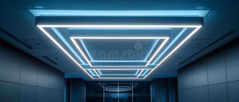 Geometric Glow: Minimalist Office Ceiling Illumination. Concept Office ...