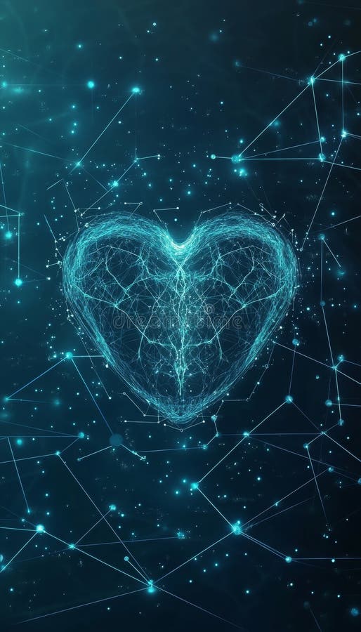 Geometric, Glowing Heart, Intricate, Polygonal Mesh Pattern Form ...