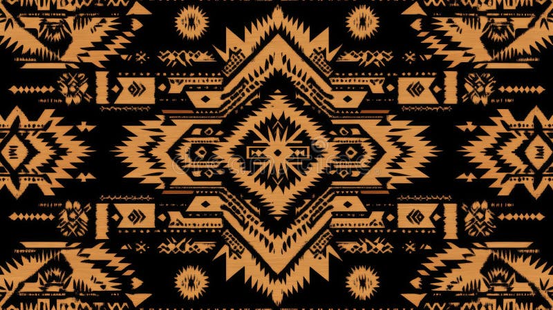 Geometric Gold and Black Ethnic Pattern Design Stock Illustration ...