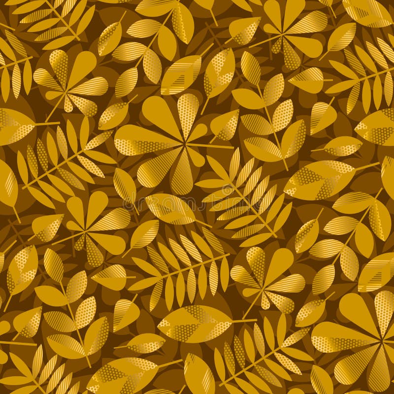 Geometric Gold Fall Leaves Pattern Vector Illustration Stock Vector ...