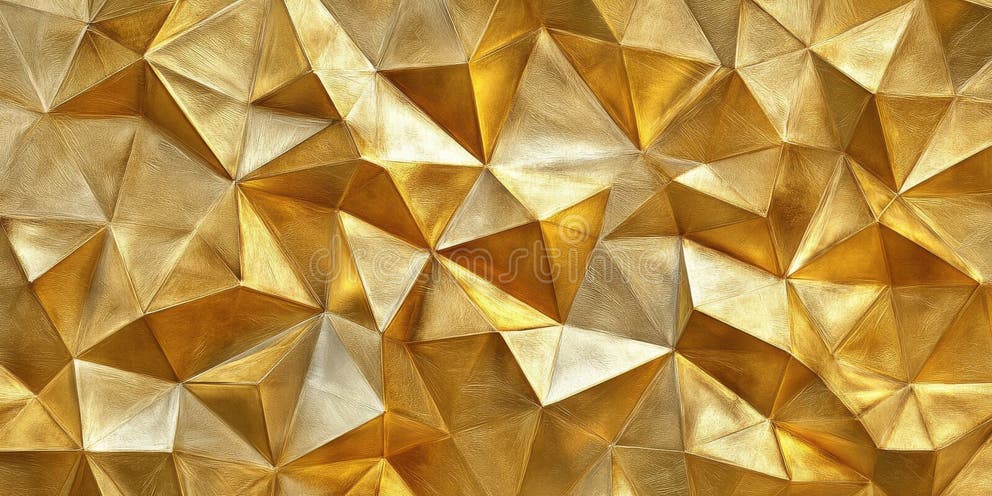 Geometric Gold Foil Abstract Background with Triangular Textures and ...