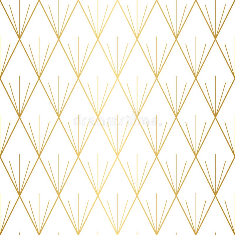 Geometric Gold Line Pattern on White Background Stock Illustration ...