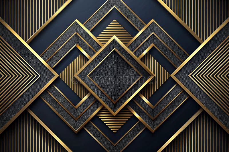 Geometric Gold and Navy Abstract Background Design Stock Illustration ...