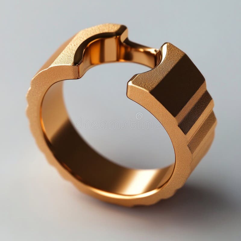 Geometric Gold Ring with Modern Chunky Design on Smooth Surface Stock ...