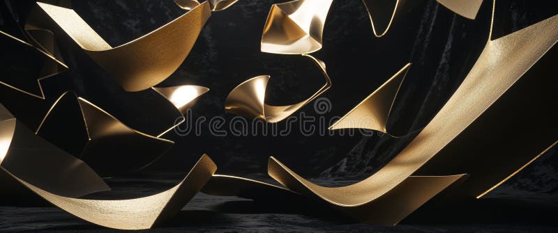 Geometric Golden Shapes on Dark Background Stock Image - Image of ...