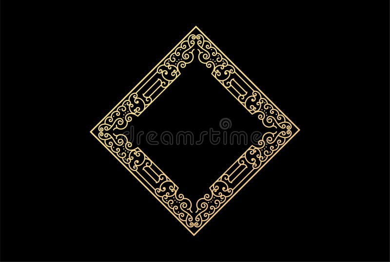 Geometric Golden Square Ornament Frame Logo Icon Illustration Vector ...