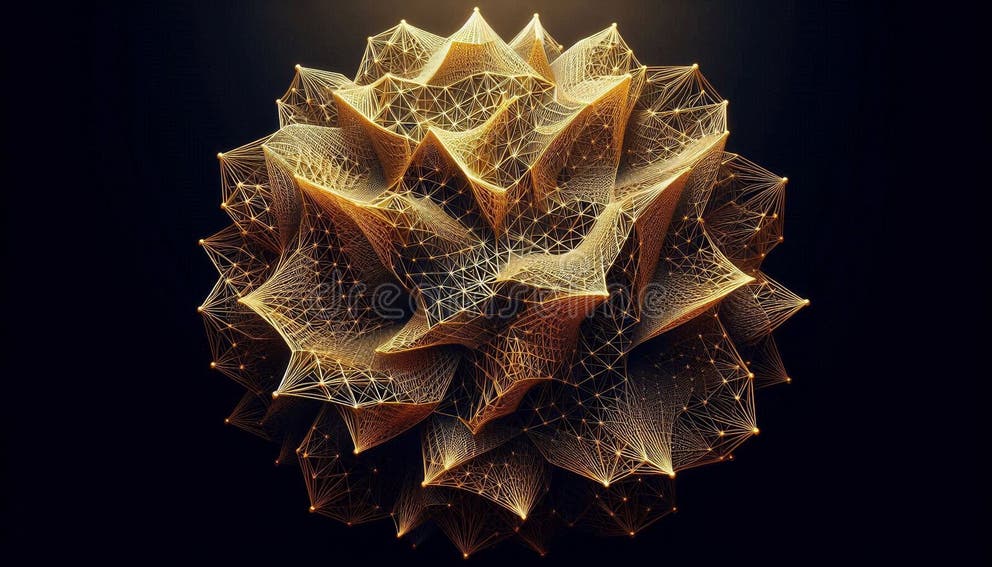 Abstract Golden Glowing Wireframe Mesh Stock Illustrations – 292 ...