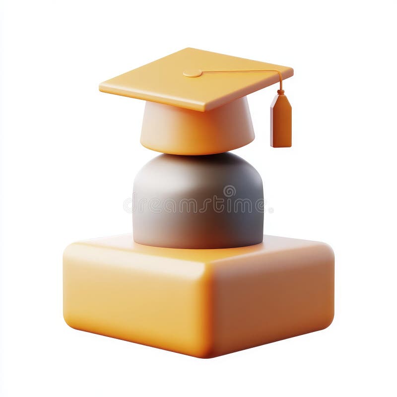 Abstract Graduation Cap Icon, 3D Render Stock Illustration ...