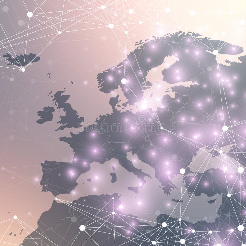 Geometric Graphic Background Communication with Europe Map. Big Data ...