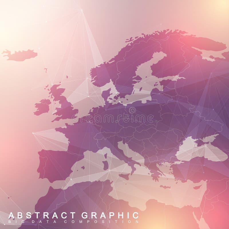 Geometric Graphic Background Communication with Europe Map. Big Data ...