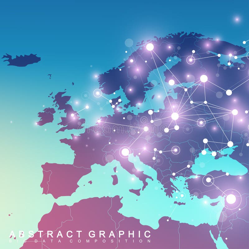 Europe Map. Communication Background Vector Stock Vector - Illustration ...