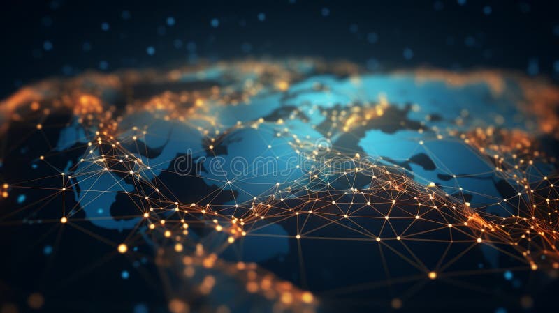 Geometric Graphic Background Communication with World Map. Big Data Complex with Compounds ...