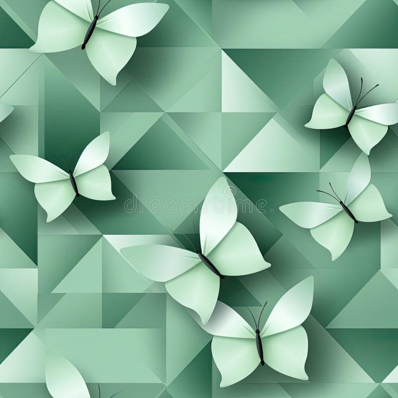 Geometric Green Butterfly Pattern with Multidimensional Shading (tiled ...