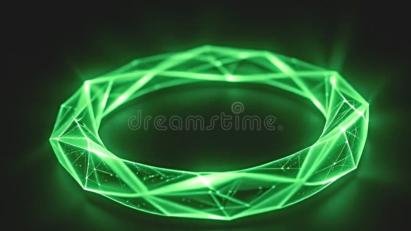 Geometric Green Light Ring, Angular Shapes Merging into a Fluid Form ...