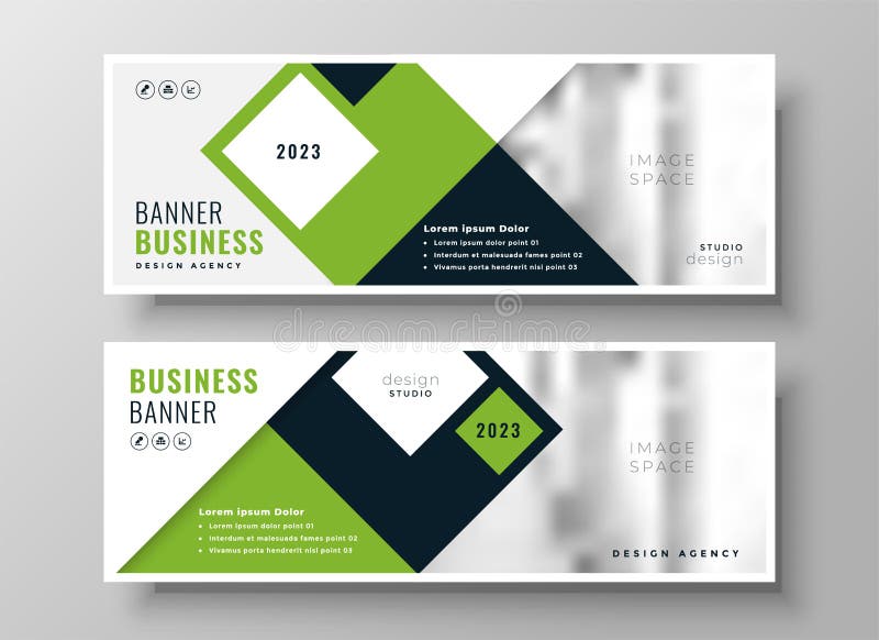 Geometric Green Modern Business Wide Banners Set Stock Vector ...