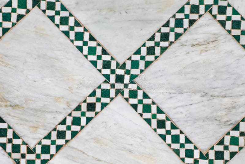 Geometric Green Tiles in Diamond Pattern on Marble Floor Stock Image ...