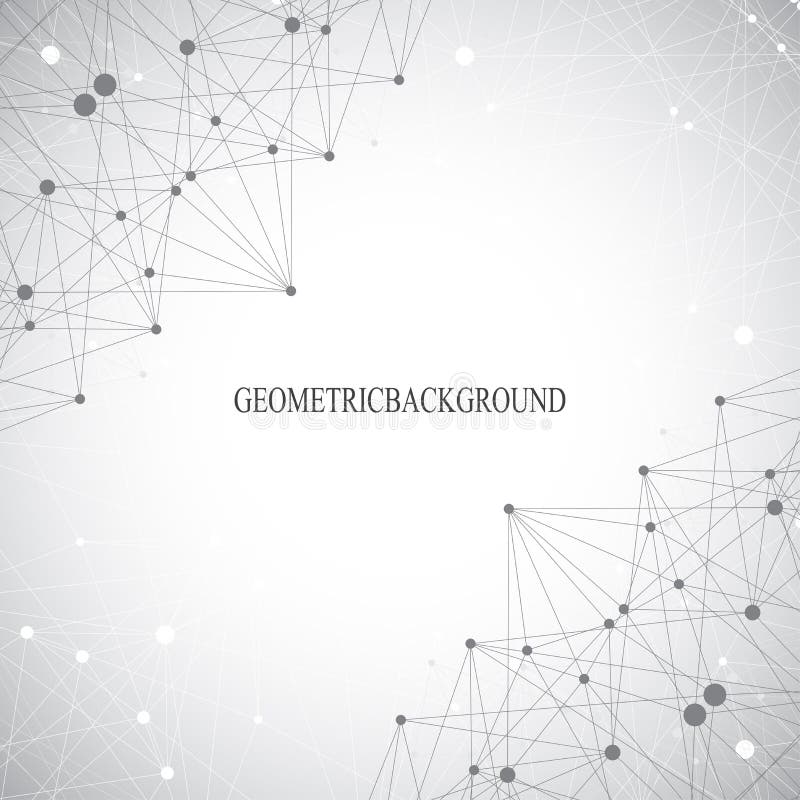 Grey Geometric Form with Connected Lines and Dots. Vector Illustration ...