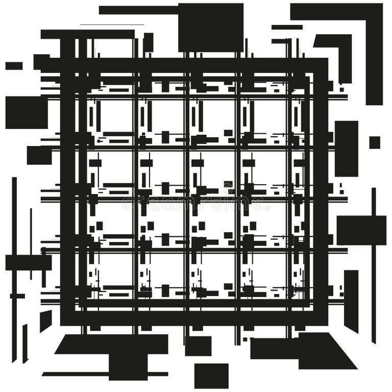 Geometric Grid Icon. Black Square Vector. Structured Pixel Shape ...