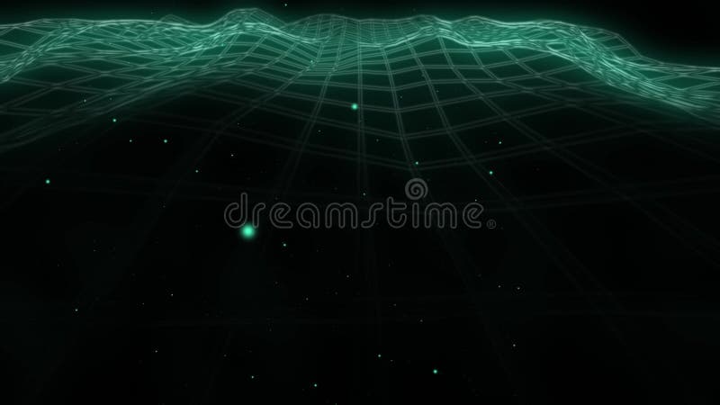 Geometric Grid in Three Dimension Space with Green Light Orbs Stock ...