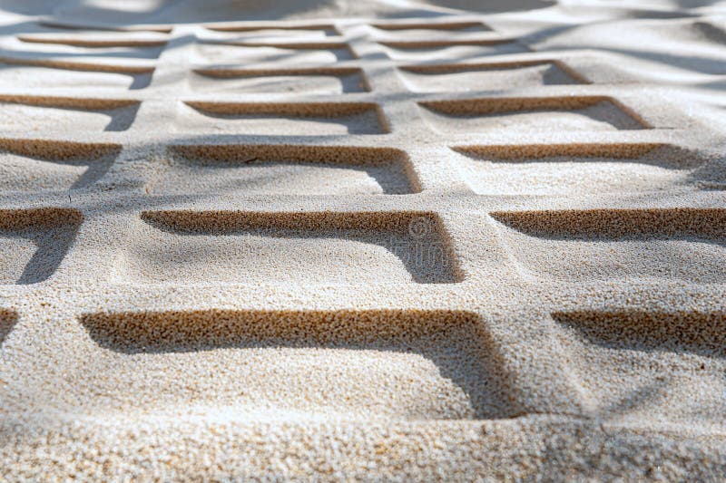 Geometric Grid on a Warm Sand Backdrop, Offering a Minimalist and ...