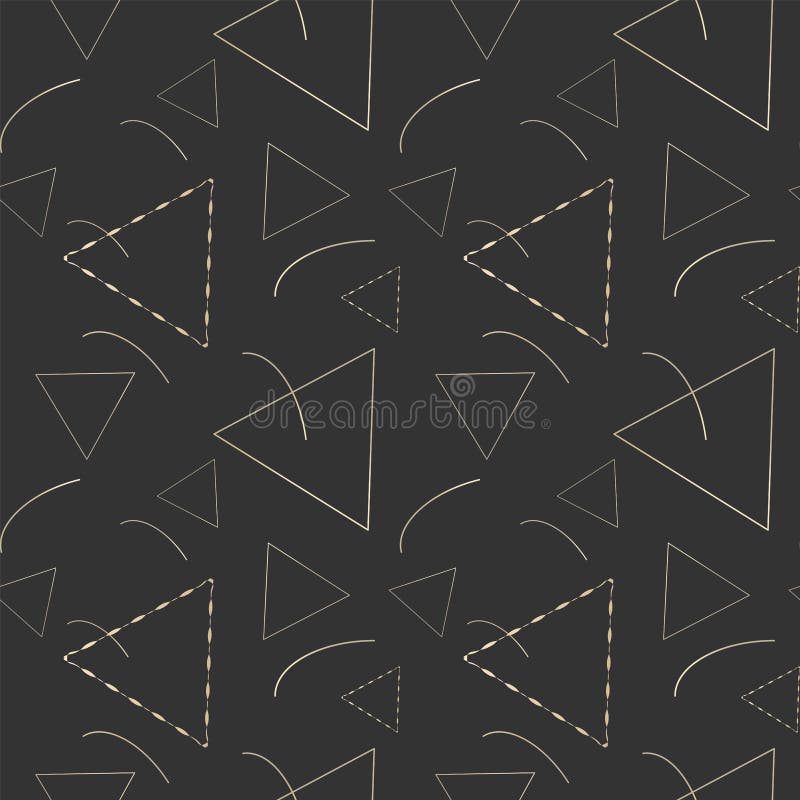 Geometric Grunge Seamless Pattern of Gold Triangle and Arcs Stock ...