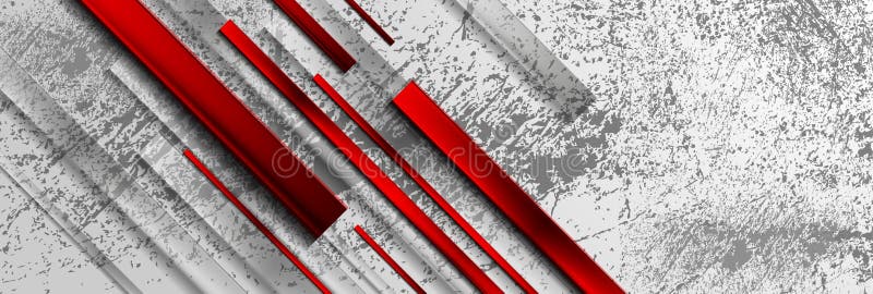 Geometric Grunge Technology Background with Red Glossy Stripes Stock ...