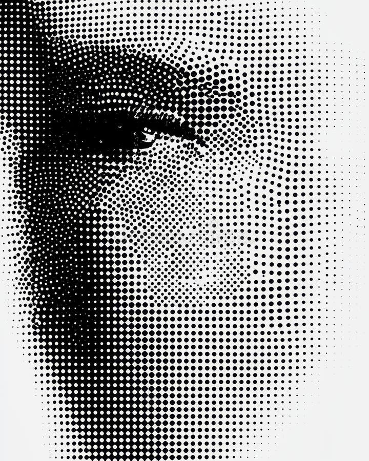 Geometric Halftone Texture Featuring a Face with Symmetric Dot ...
