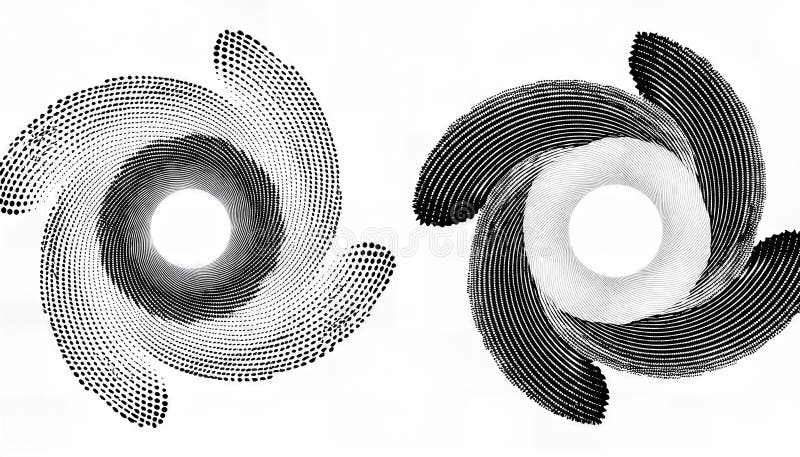 Geometric Halftone Vortex Art Black Dotted Patterns Creating a ...