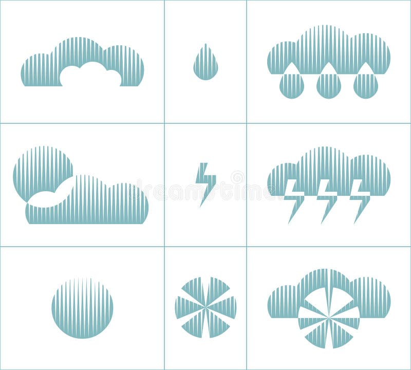 Geometric Halftone Weather Symbols Set Stock Vector - Illustration of ...