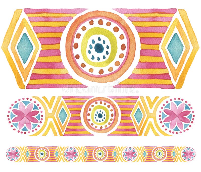 Navajo Aztec Textile Inspiration Watercolor Pattern. Native Amer Stock ...
