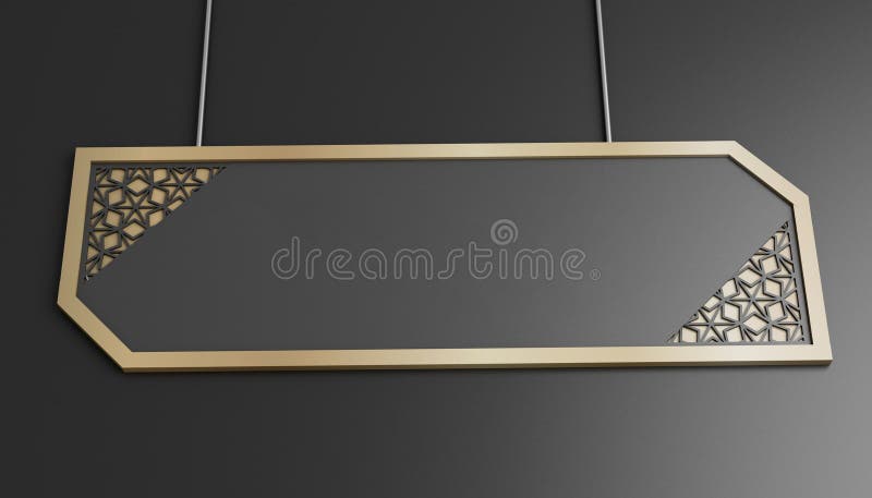 Islamic Geometric Hanging Signage, 3D Render. Stock Illustration ...