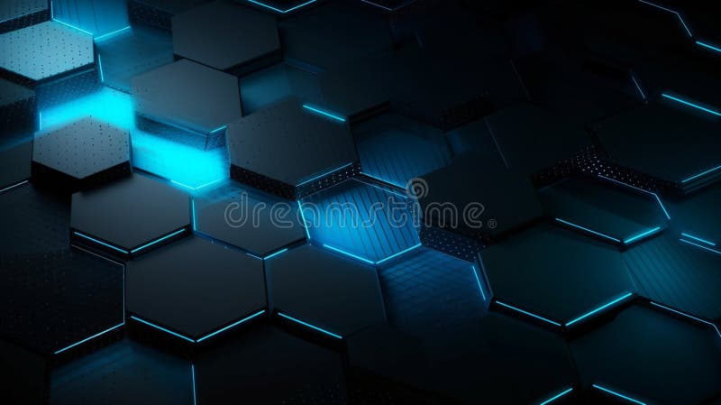 Geometric Harmony: Abstract Pattern of Black and Blue Hexagons, an ...