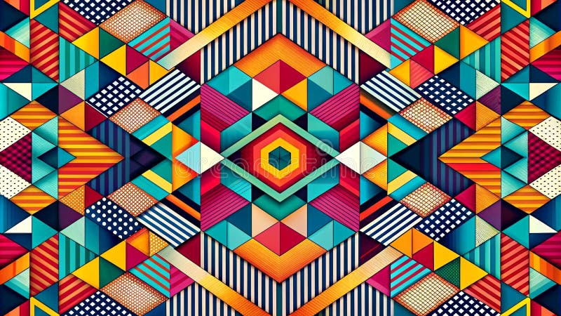 Geometric Harmony: Interlocking Shapes and Patterns Create a Dynamic Abstract Composition ...