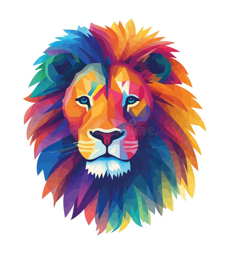 Geometric Head Lion Mane Icon Isolated Stock Vector - Illustration of ...
