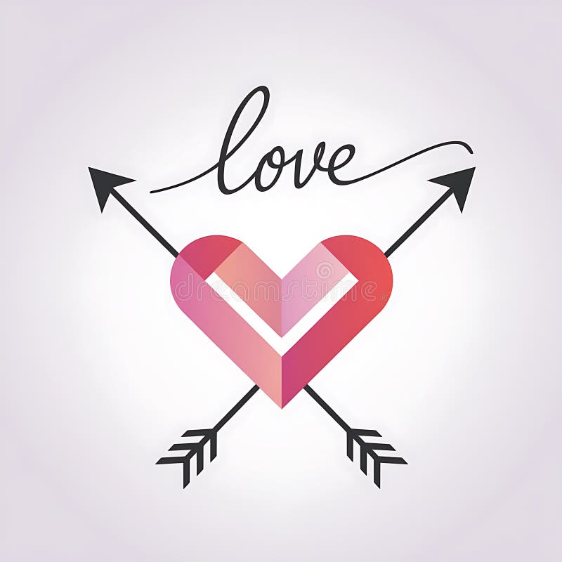 Geometric Heart Design with Arrows and Love Stock Image - Image of ...