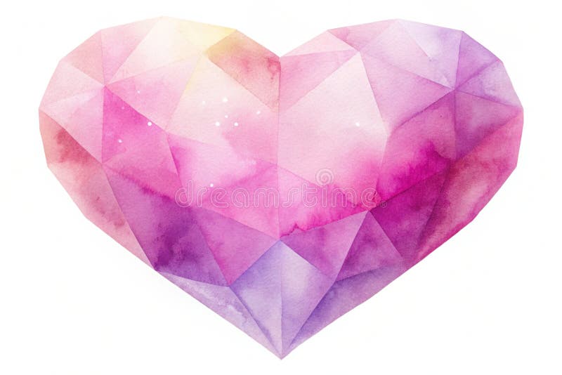 Geometric Heart Pattern with Watercolor Texture in Pink and Purple ...