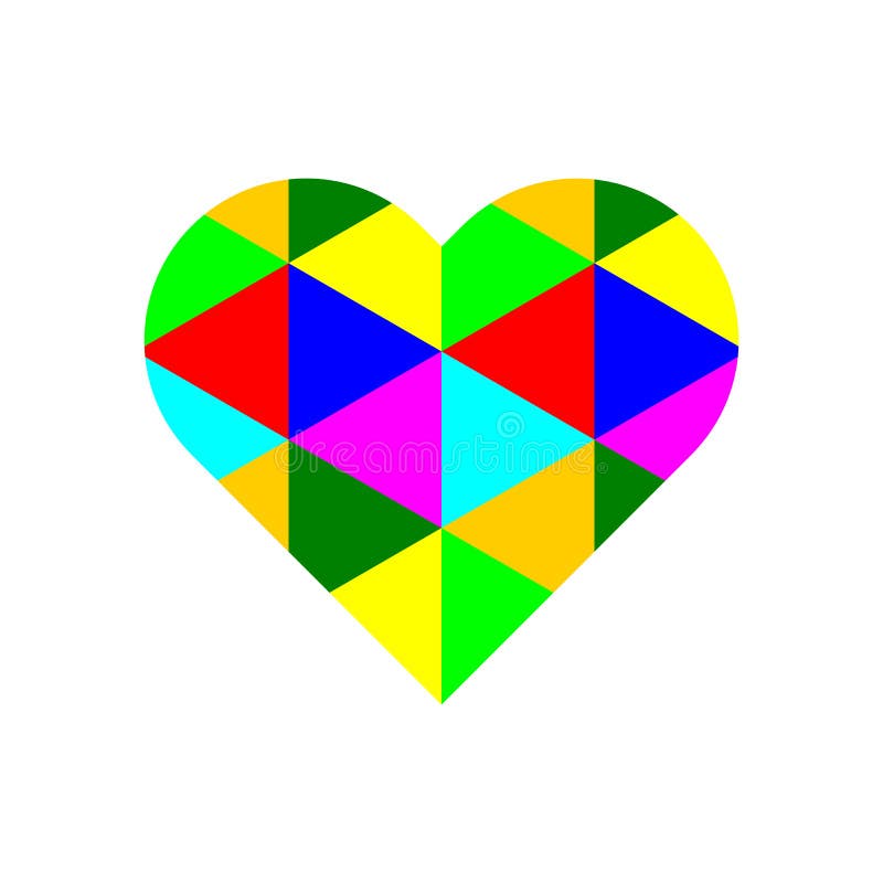 Multi-color Triangle Pattern on Heart Symbol. Stock Illustration ...
