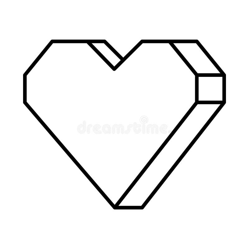 Geometric Heart Outline Vector Illustration Stock Vector - Illustration ...