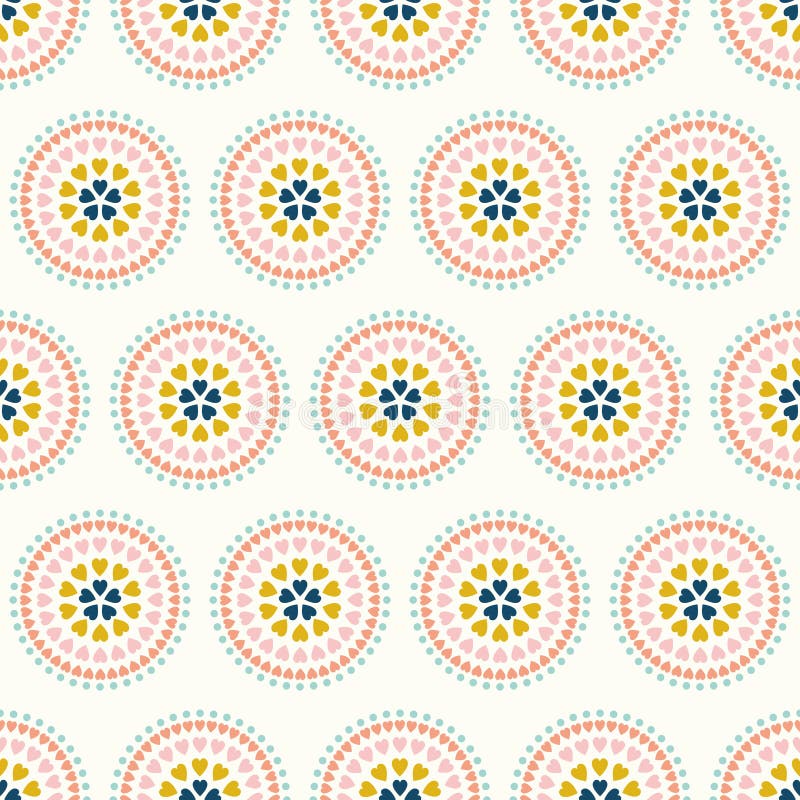 Geometric Heart Pattern. Cute and Colourful Vector Seamless Repeat of ...